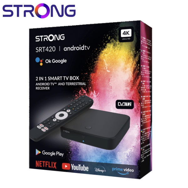 Box Android TV et Récepteur terrestre Strong SRT 420 4K compatible ...